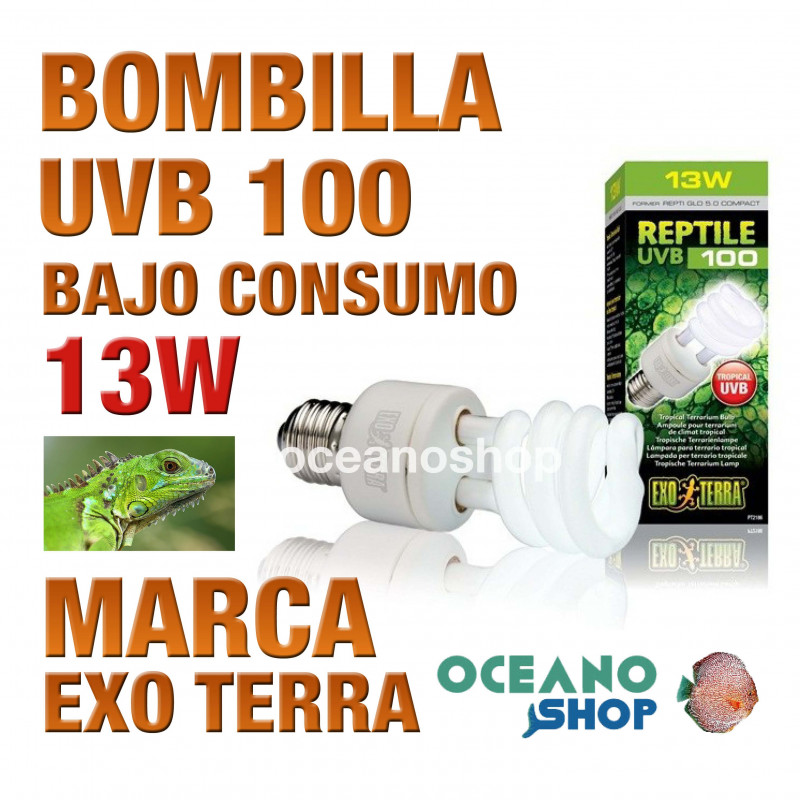 BOMBILLA REPTILES UVB 100 BAJO CONSUMO 13W