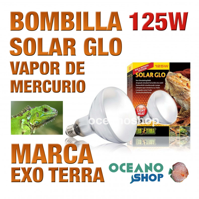 BOMBILLA REPTILES SOLAR GLO VAPOR DE MERCURIO 125W Exo Terra