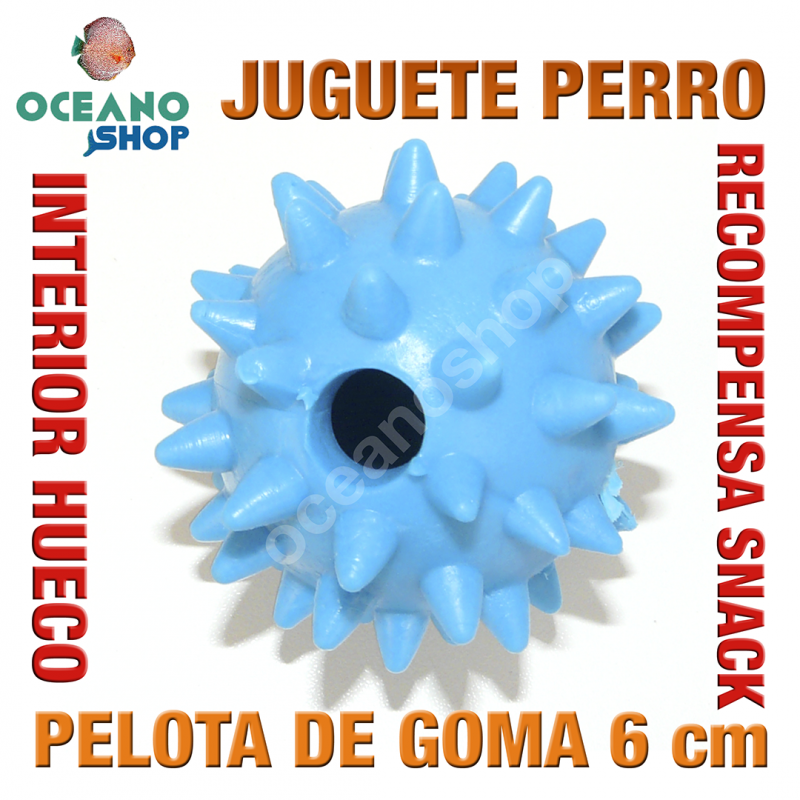 JUGUETE PERRO PELOTA GOMA RECOMPENSA SNACK INTERIOR ANTI-OBESIDAD 6 cm ...